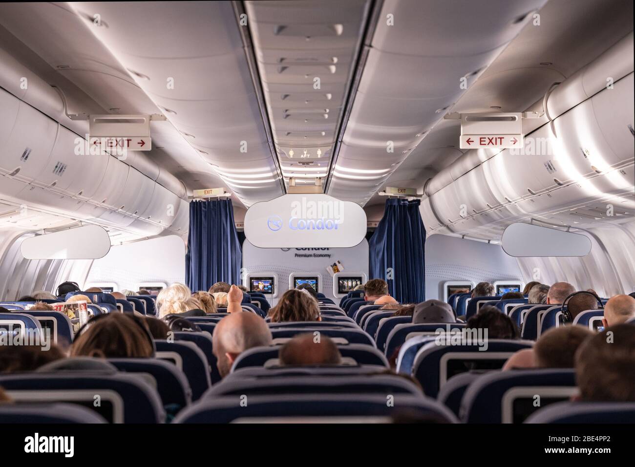 Frankfurt Germany 18.11.19 Condor Air airplane logo passengers and ...