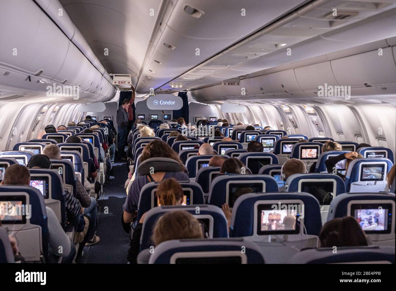 Frankfurt Germany 18.11.19 Condor Air airplane logo passengers and ...