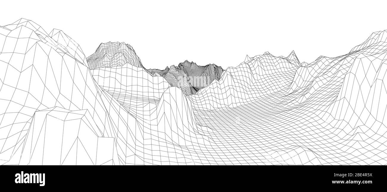 Abstract 3d wire-frame landscape. Blueprint style Stock Vector Image ...