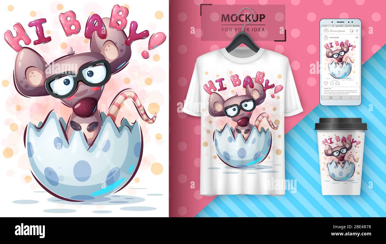Funny mouse poster and merchandising Stock Vector Image & Art - Alamy
