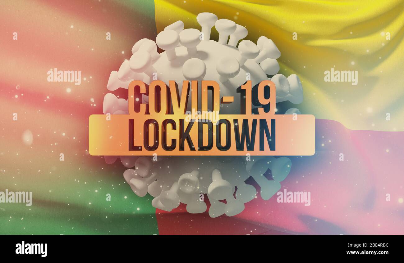 COVID-19 lockdown concept with backgroung of waving national flag of ...