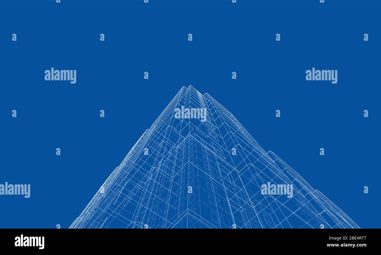 Vector wire-frame model of a multi-storey building Stock Vector Image ...