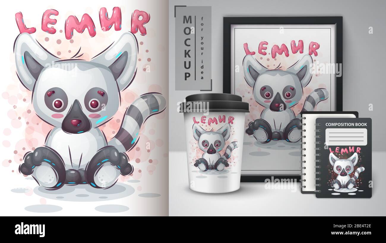 Pretty lemur poster and merchandising Stock Vector Image & Art - Alamy