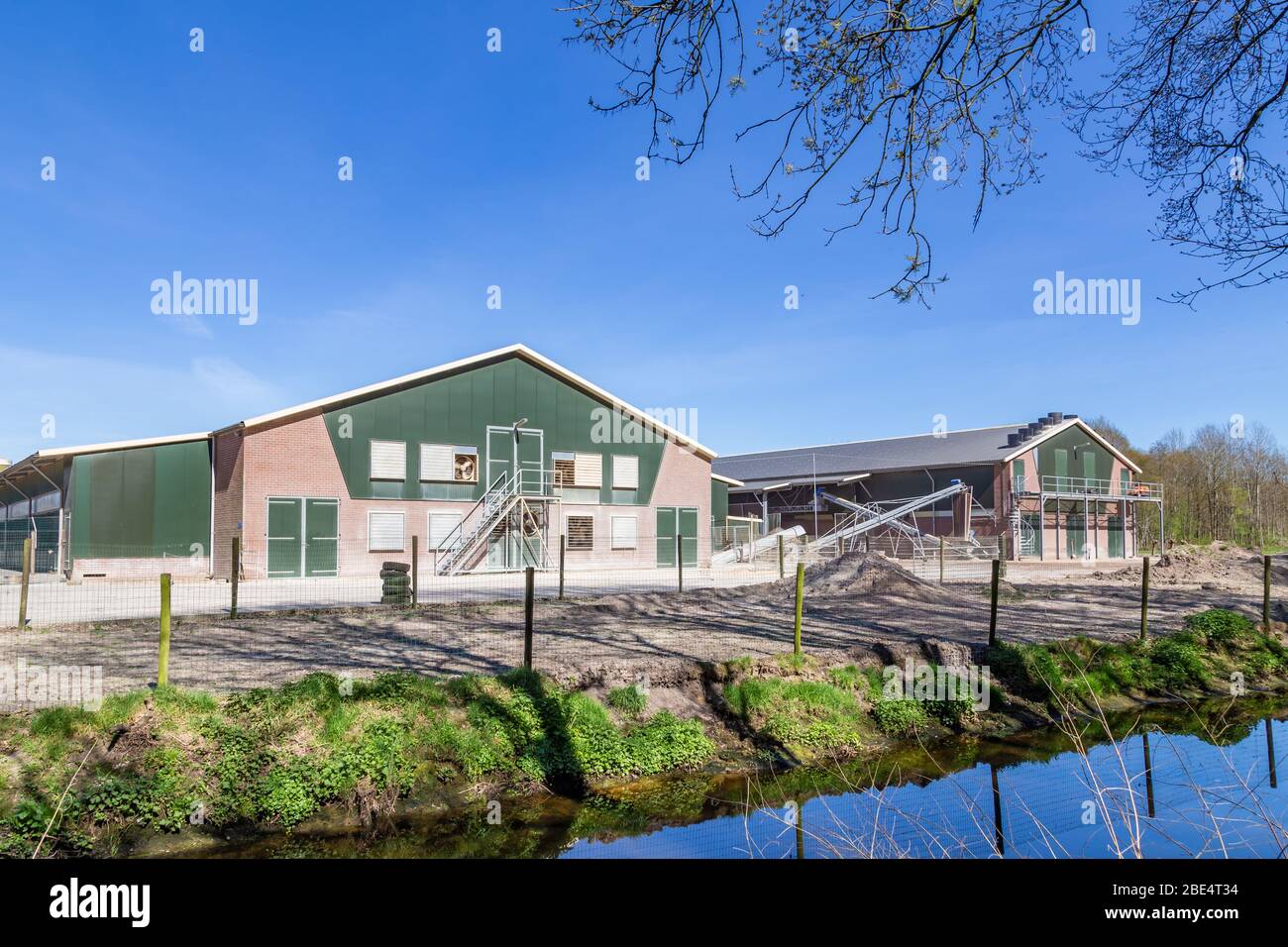 Large chicken farm with indoor facilites for poulry breeding and egg ...