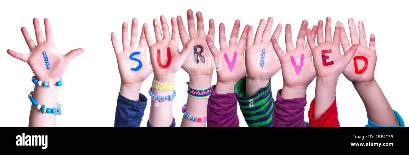 Children Hands Building Word I Survived, Isolated Background Stock ...