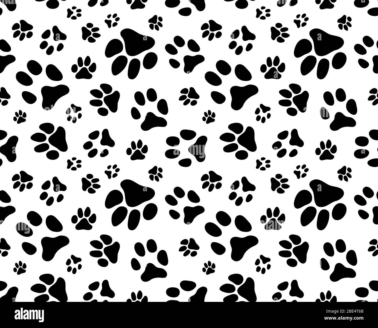 Seamless pattern of print of dogs paws on a white background Stock ...