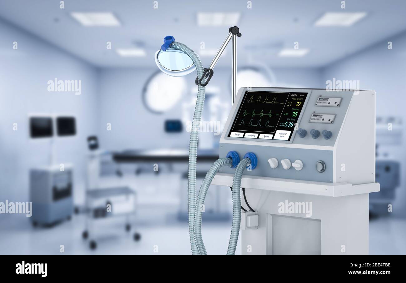 3d rendering medical ventilator machine in hospital Stock Photo - Alamy