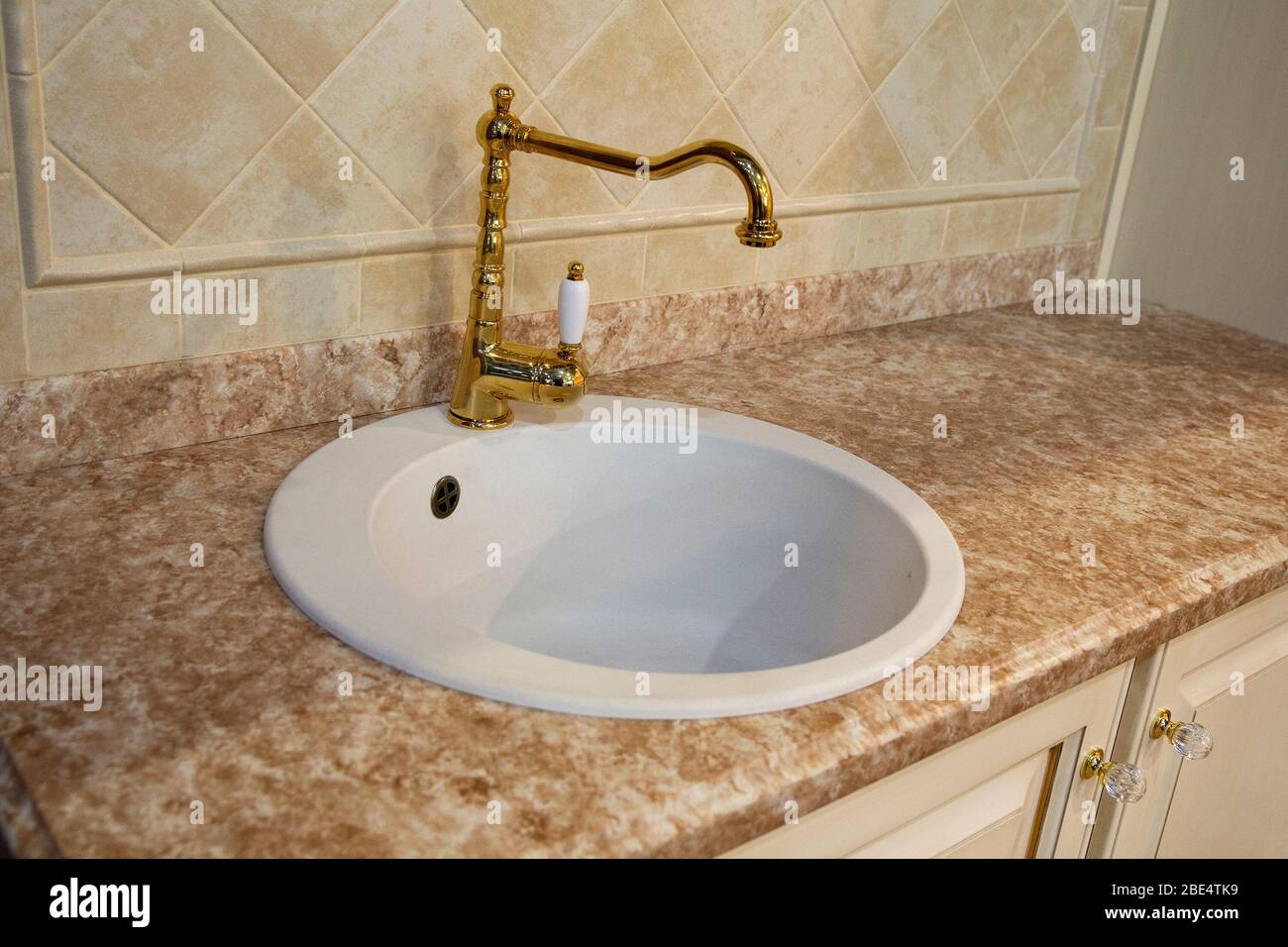 Elegant sink in retro style in the bathroom. interior Stock Photo - Alamy