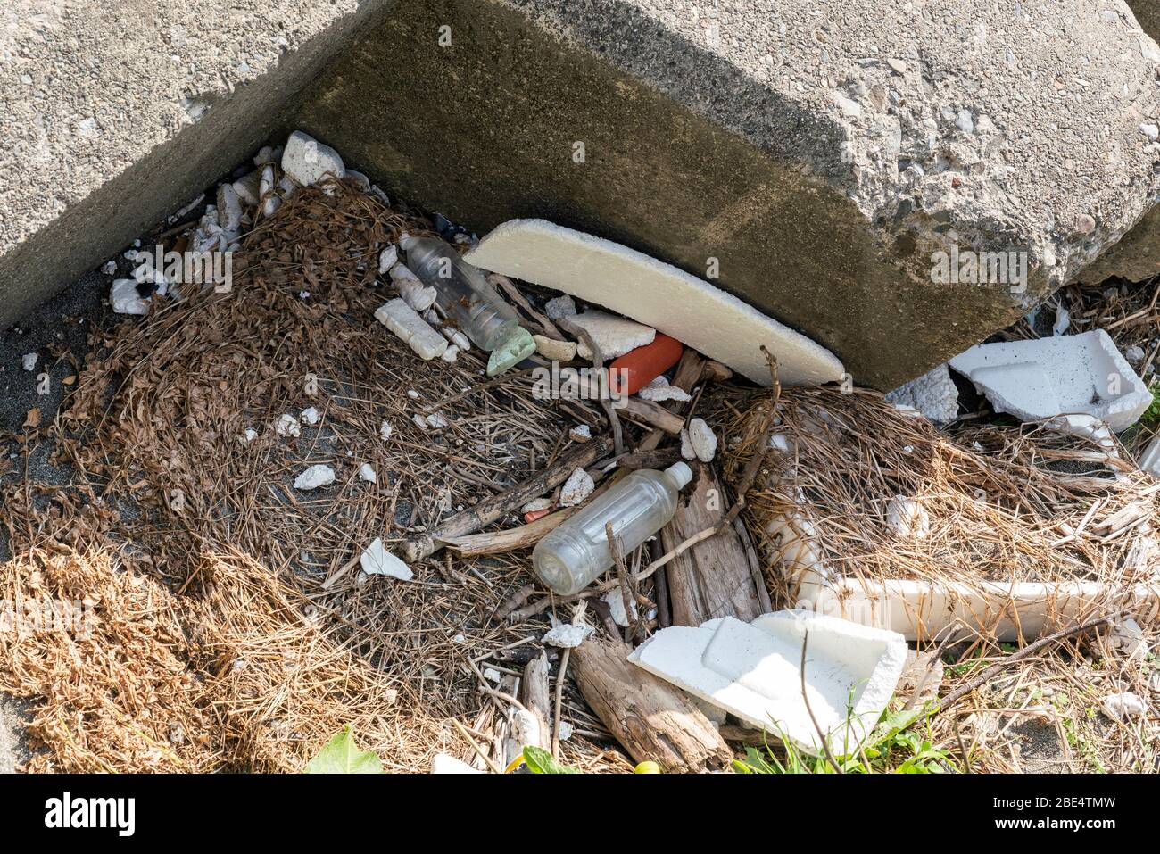 Plastic garbage, Tosa bay, Nankoku City, Kochi Prefecture, Japan Stock ...