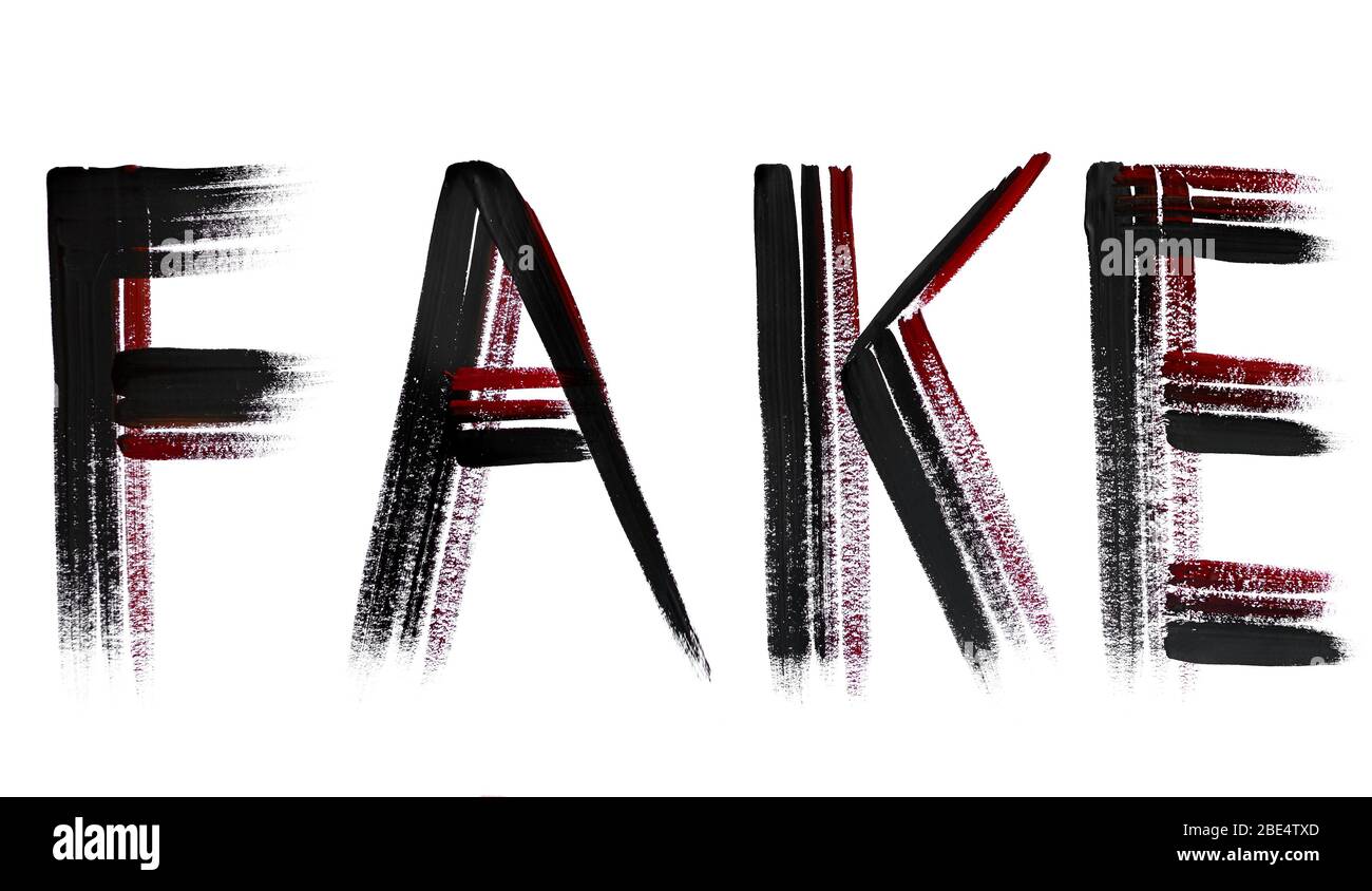 Fake news lettering. Dramatic font words fake on a white background ...