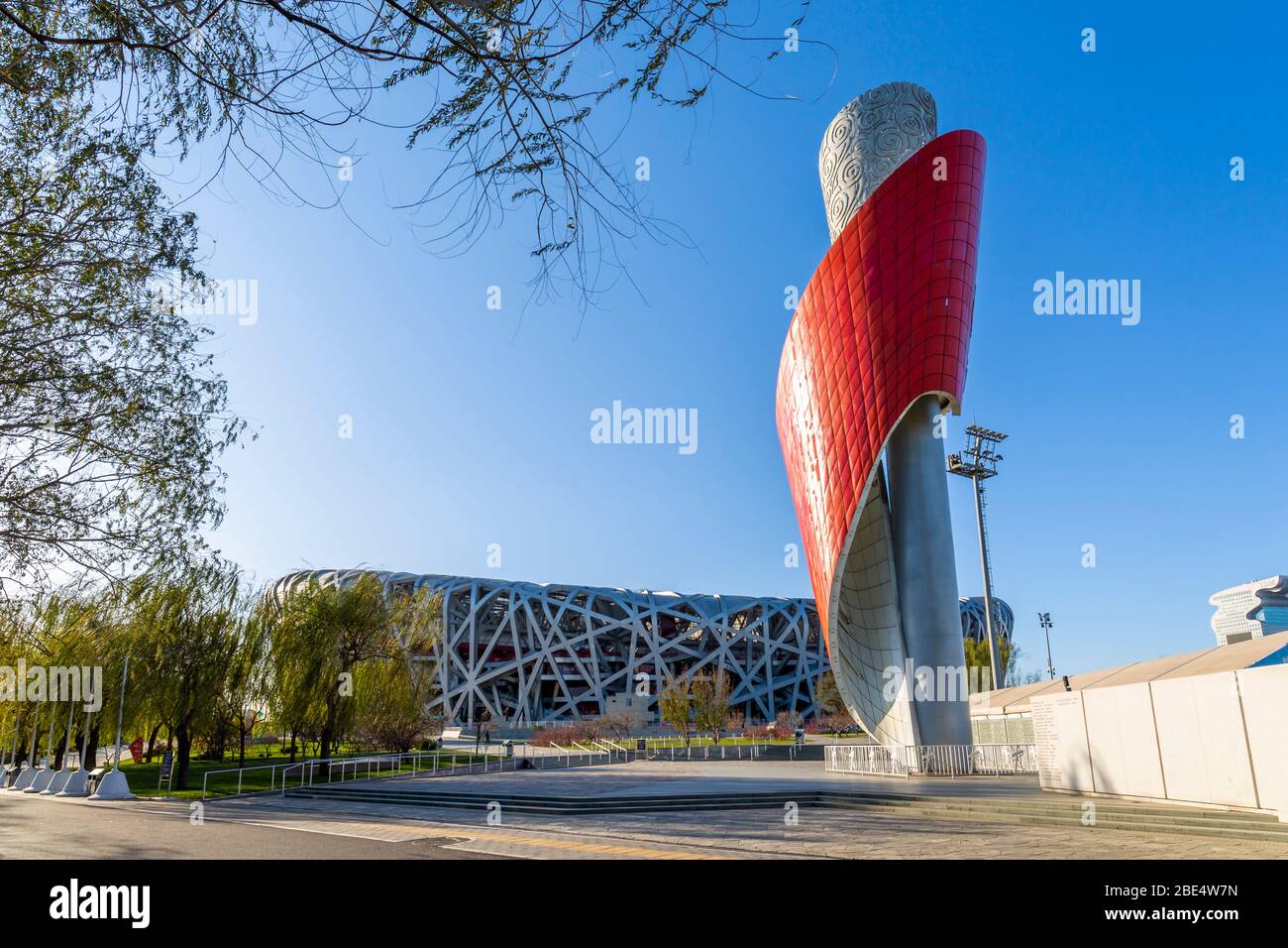 View of the National Stadium 'Bird's Nest' Olympic Green, Beijing ...