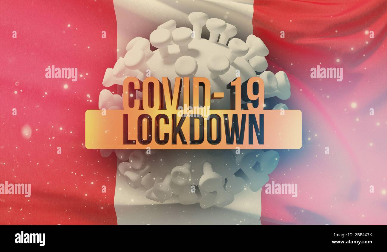 COVID-19 lockdown concept with backgroung of waving national flag of ...