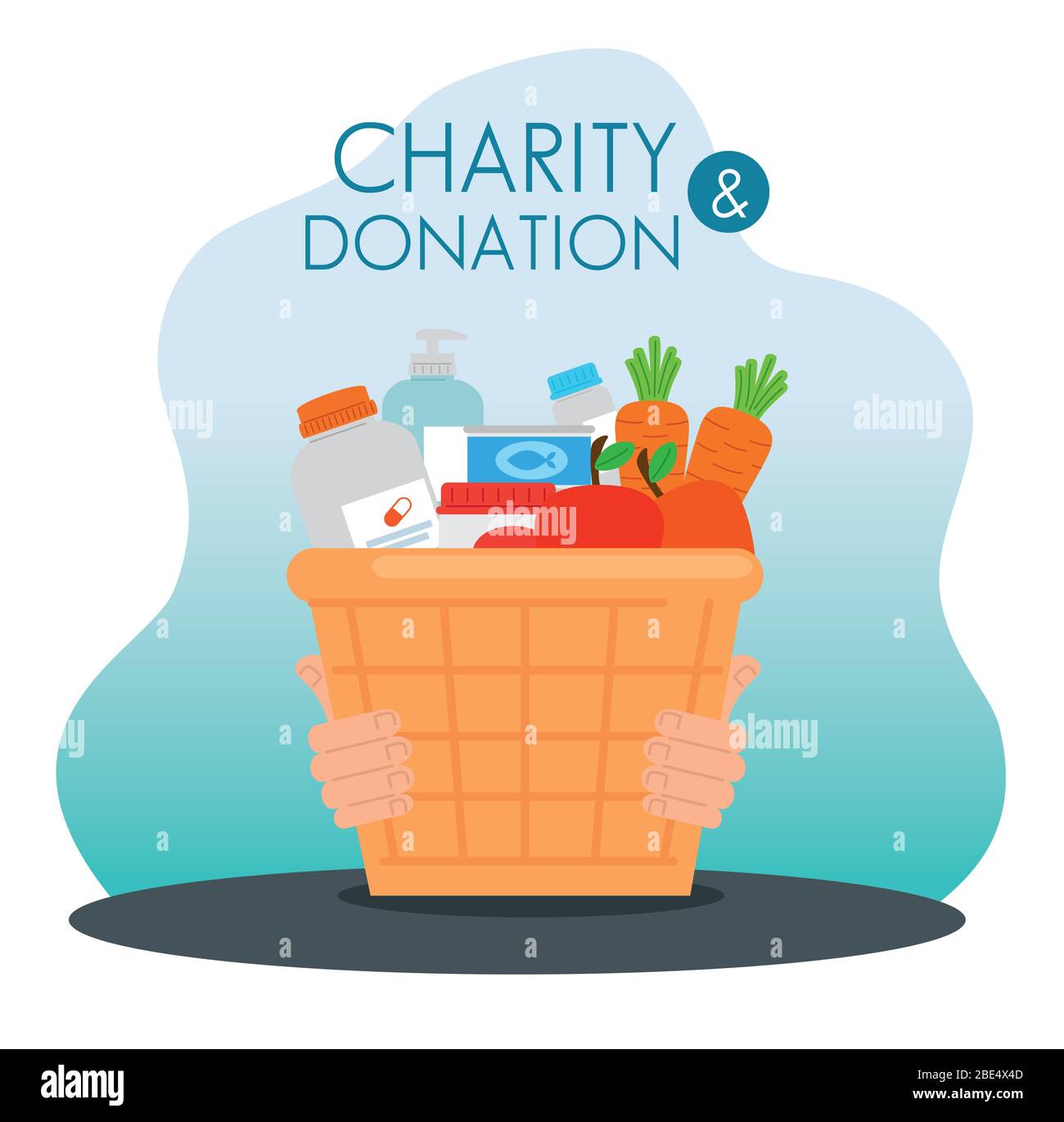 charity donation basket with food Stock Vector Image & Art - Alamy