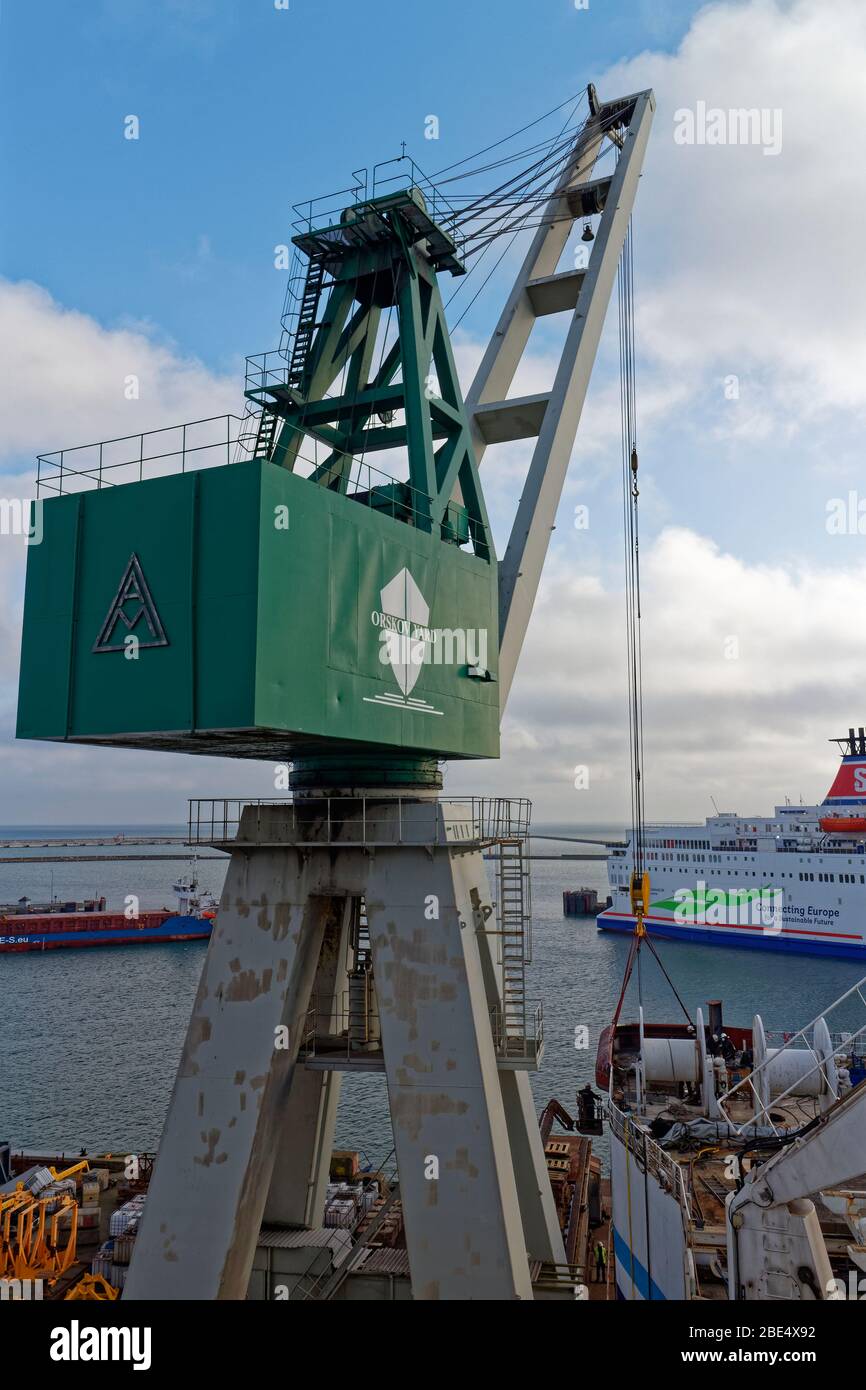 One of the Orskov Shipyard Shore Cranes engaged in a Lifting operation ...