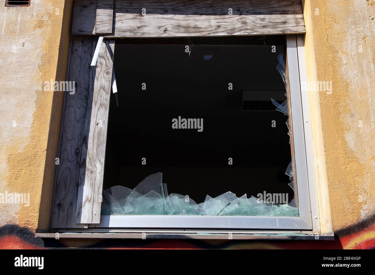 window frame with broken glass Stock Photo - Alamy