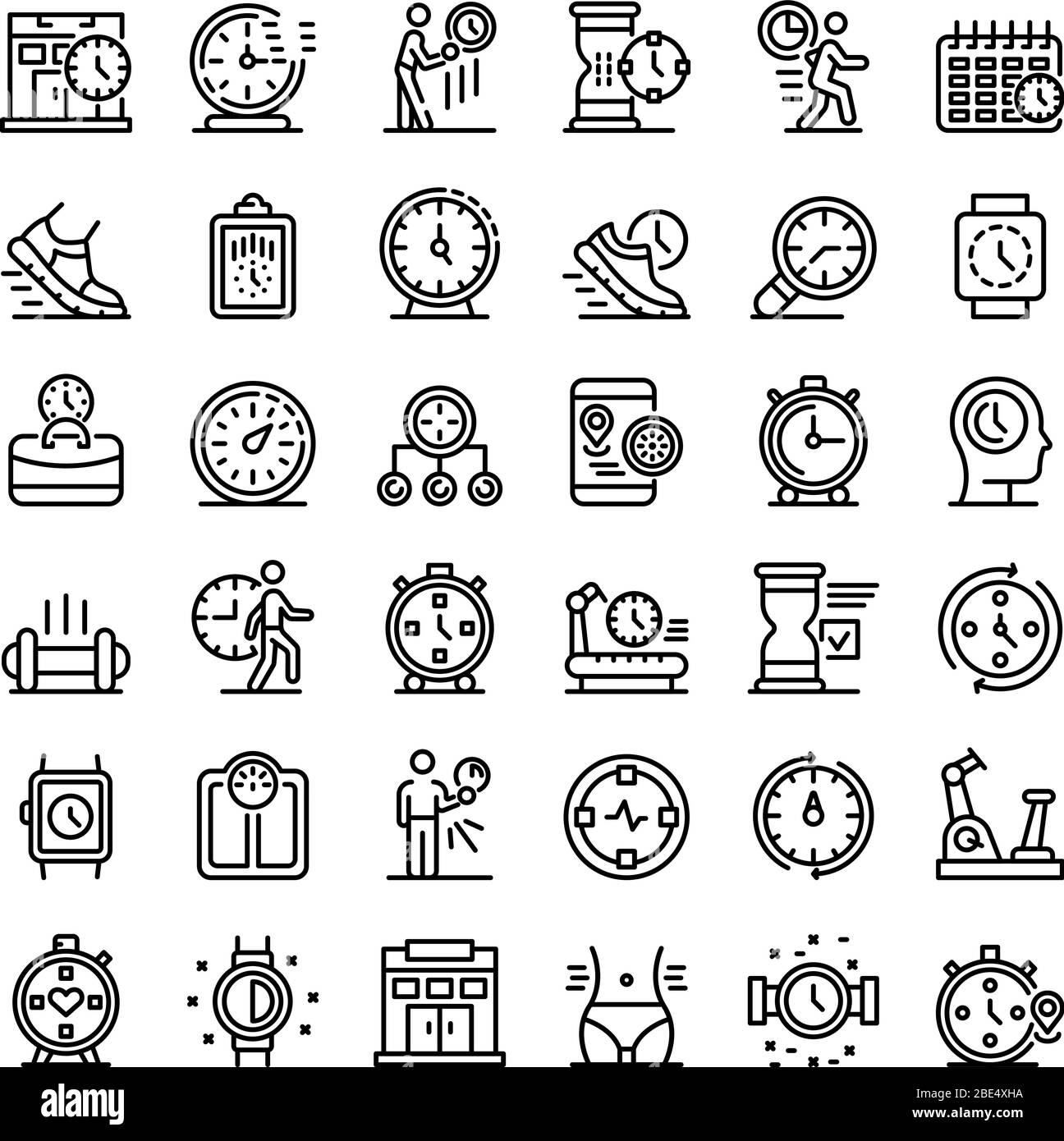 Gym time icons set, outline style Stock Vector Image & Art - Alamy