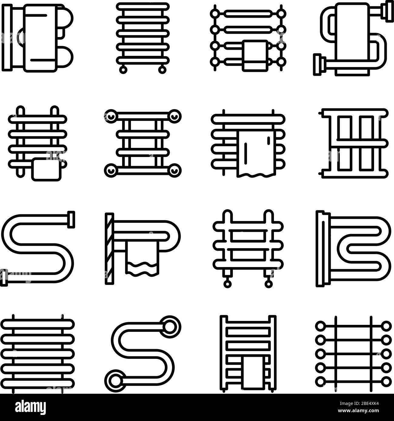 Heated towel rail icons set, outline style Stock Vector Image & Art - Alamy
