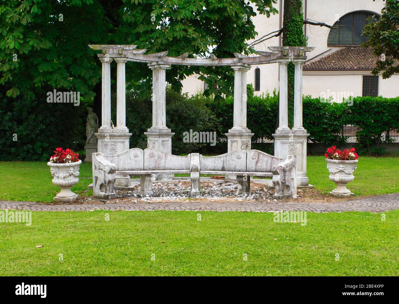 Pavilion in garden, stone ancient arbor in Italy Stock Photo - Alamy