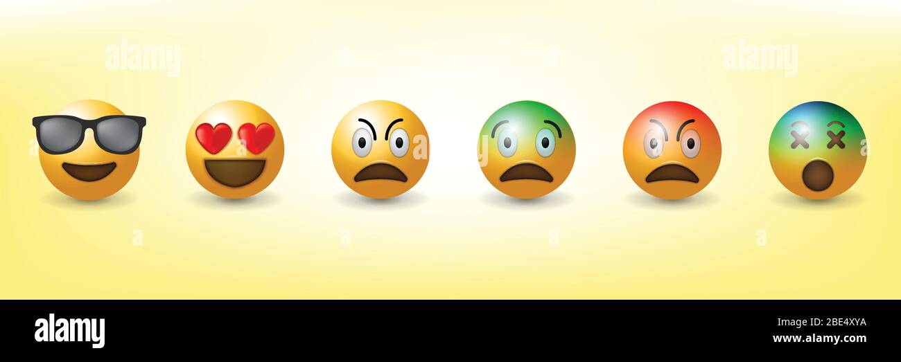Set Realistic, Emoji Emoticon. Vector Illustration Stock Vector Image ...