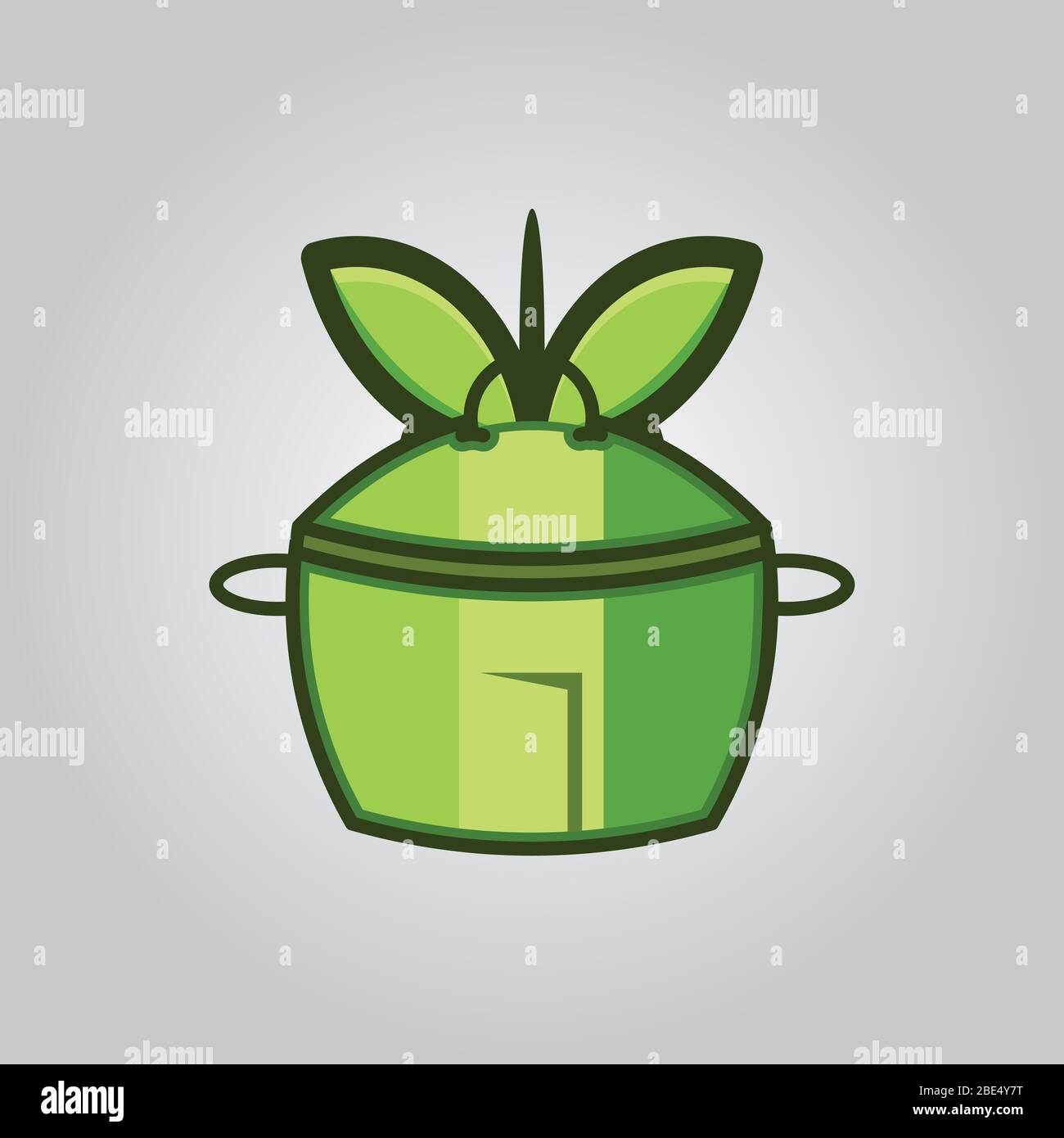 Pan, Jar or bowl and leaf healthy logo vector illustration Stock Vector ...