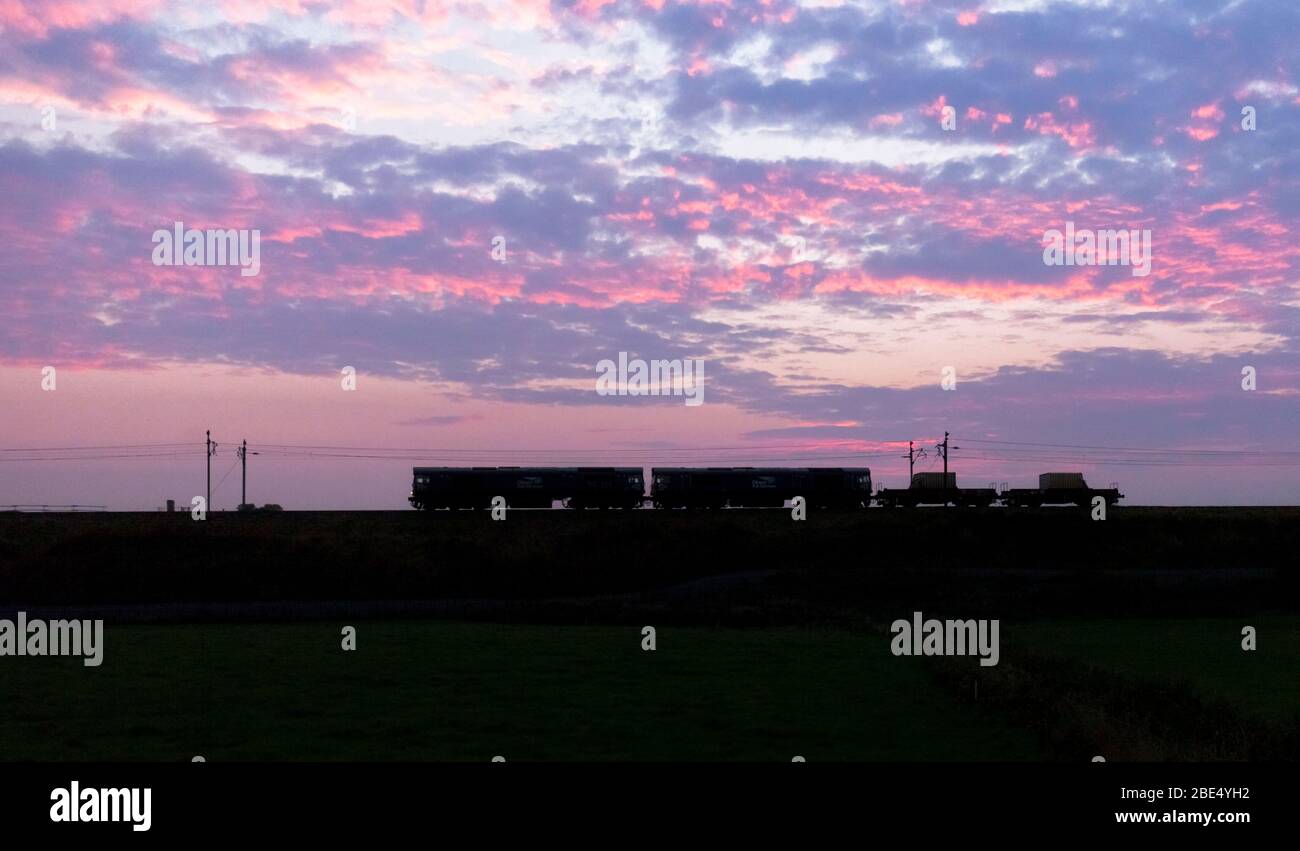 2 Direct Rail Services class 66 locomotives 66425 + 66432 on the west ...