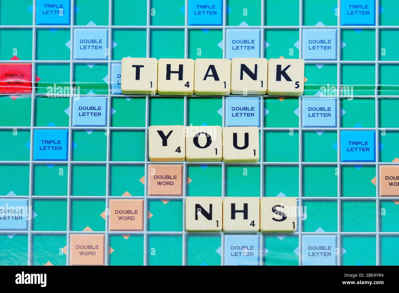 Thank you NHS spelled out on a Scrabble board Stock Photo - Alamy