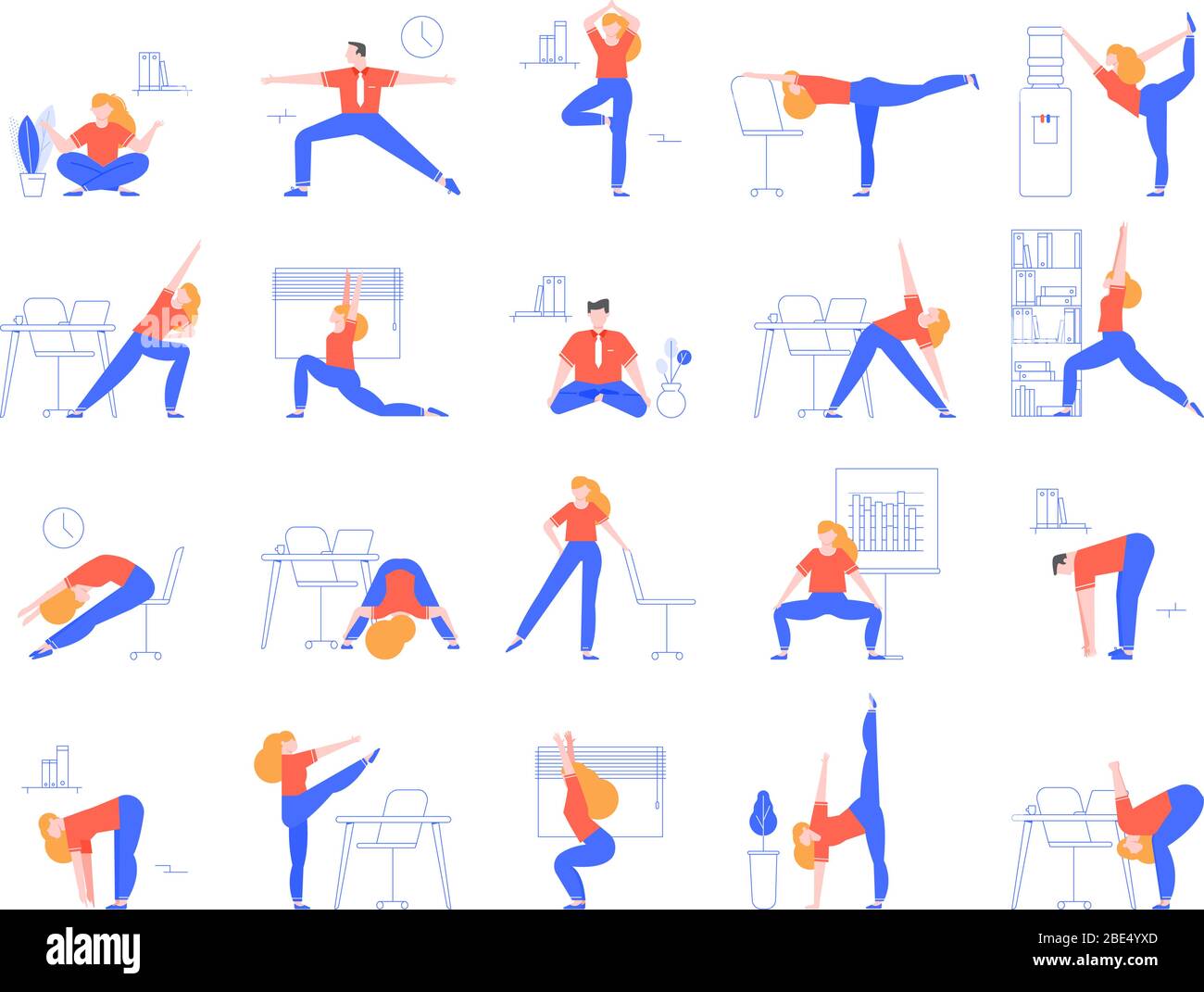 Office yoga exercises. Fitness and yoga workout for office workers ... Office yoga exercises. Fitness and yoga workout for office workers ...