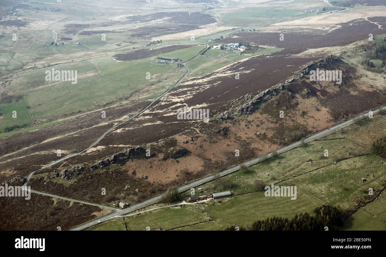 aerial view of Ramshaw Rocks, an escarpment in the Peak District Stock ...