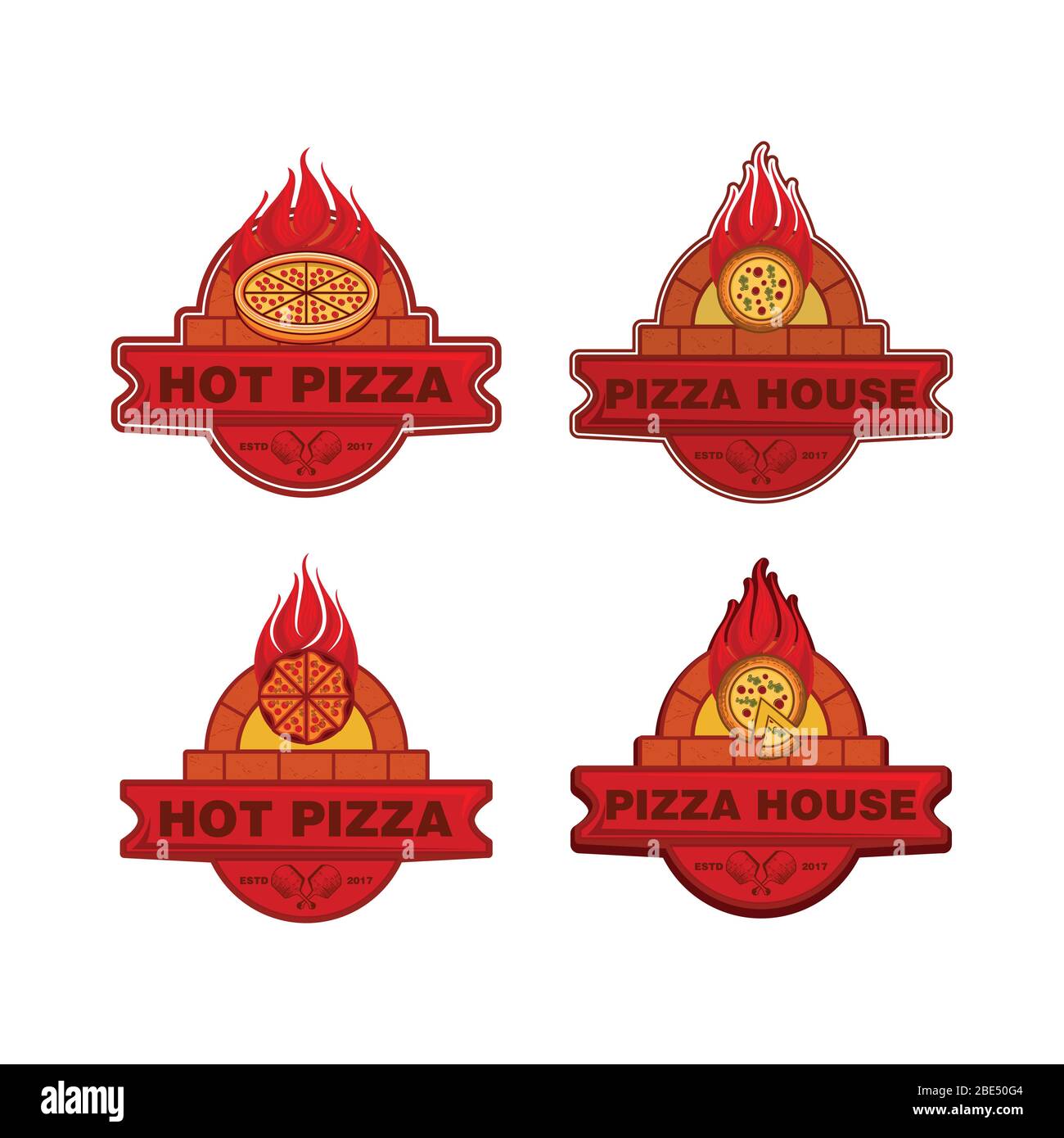 Vintage Retro Pizza badge, Hot pizza Logo vector illustration Stock ...