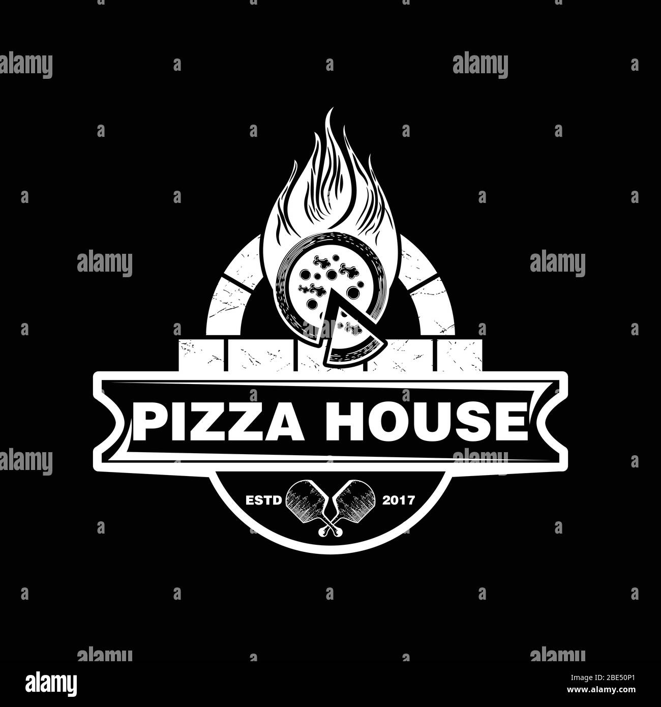 Vintage Retro Pizza badge, Hot pizza Logo vector illustration Stock ...