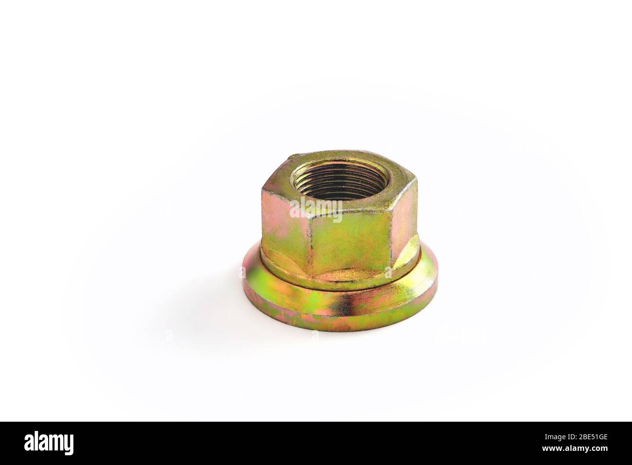 galvanized fixing nut on a white background close-up Stock Photo - Alamy