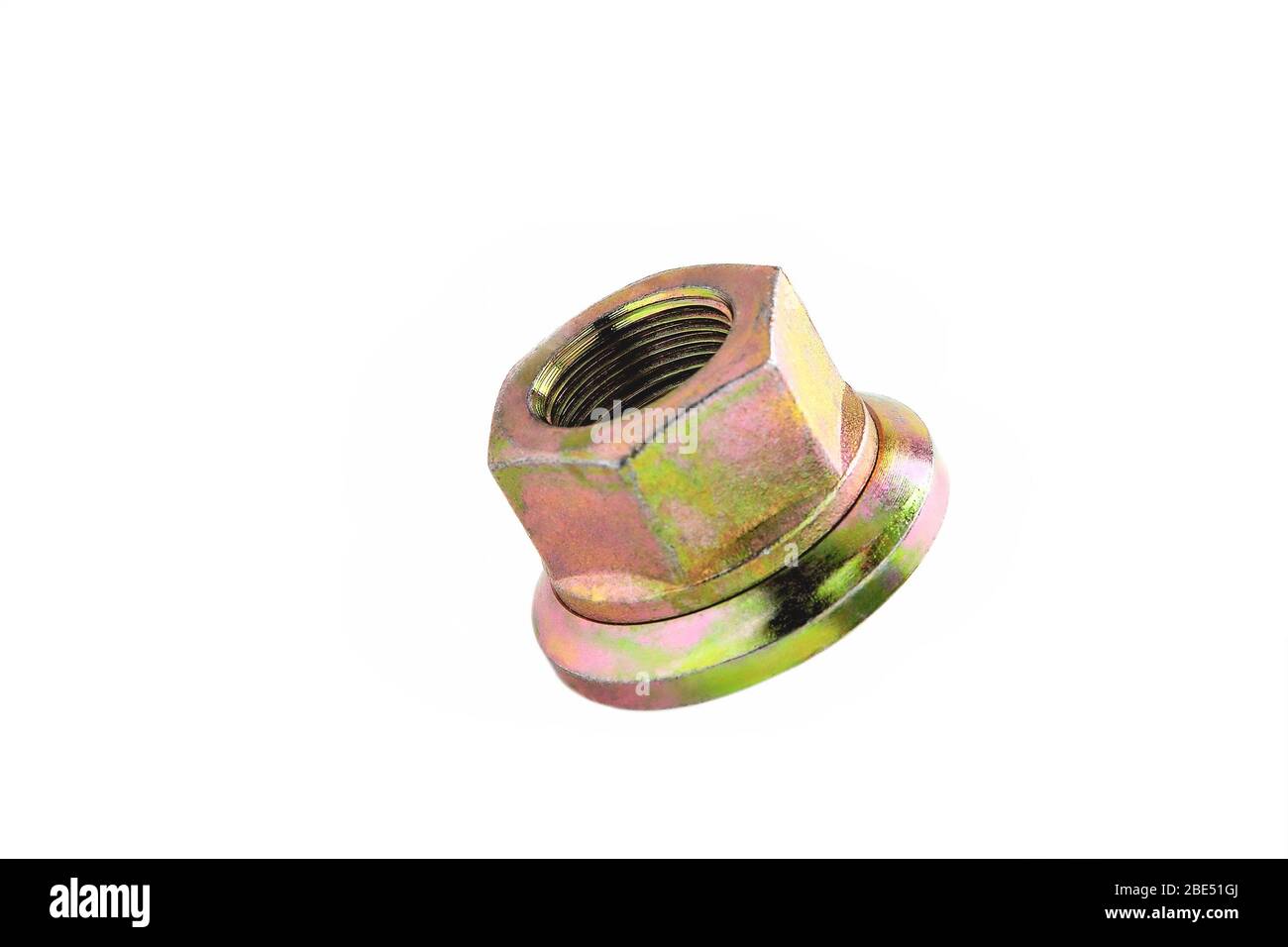 galvanized fixing nut on a white background close-up Stock Photo - Alamy