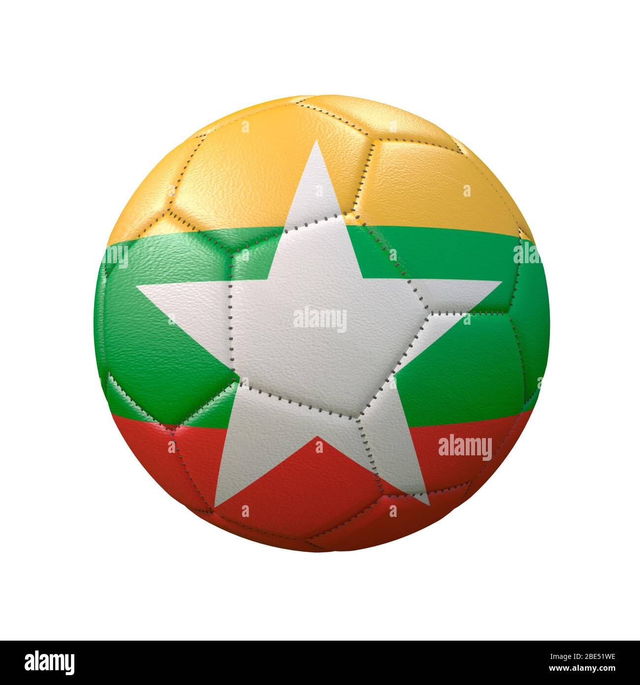 Soccer ball in flag colors isolated on white background. Myanmar. 3D ...