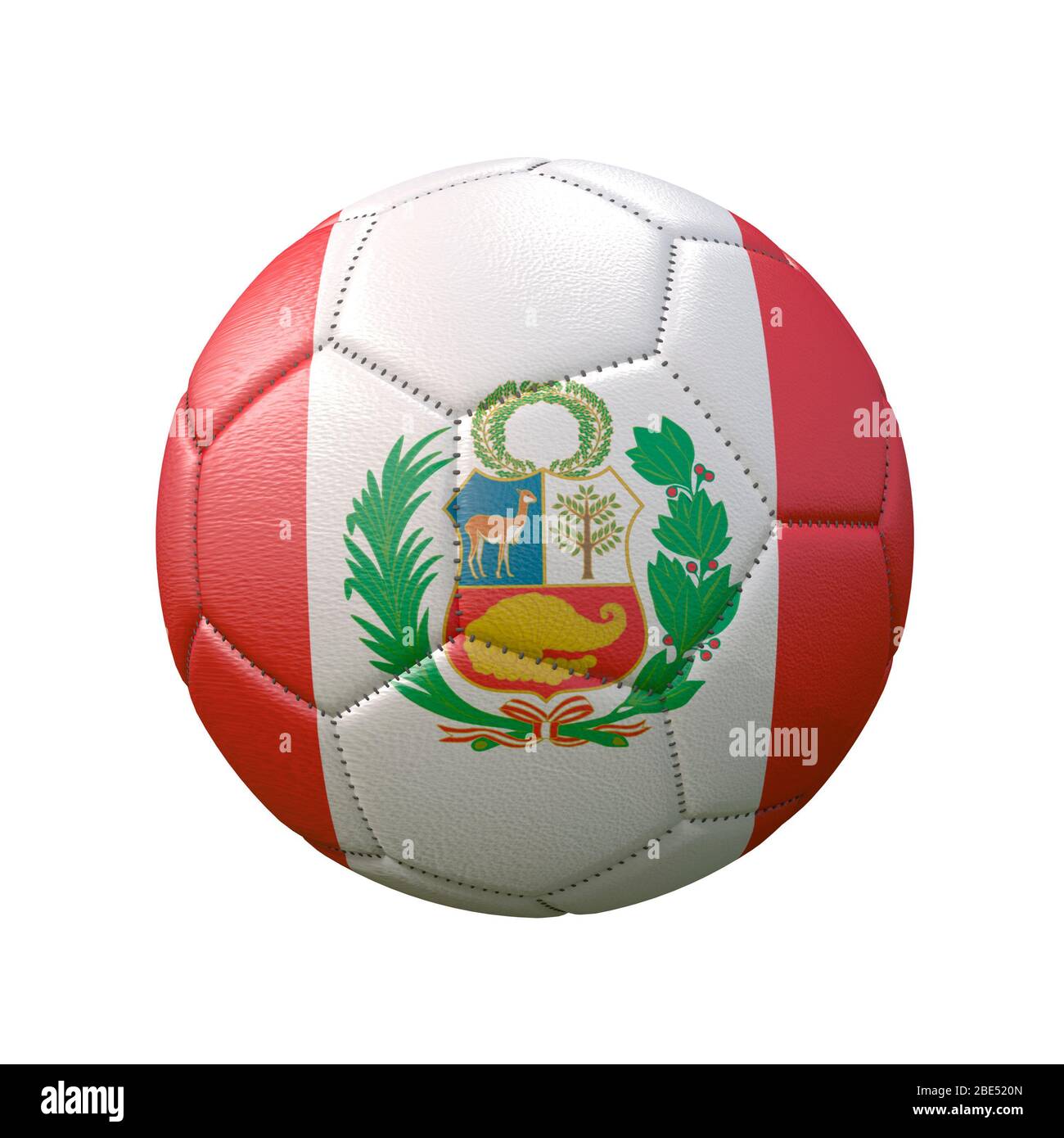 Soccer ball in flag colors isolated on white background. Peru. 3D image ...