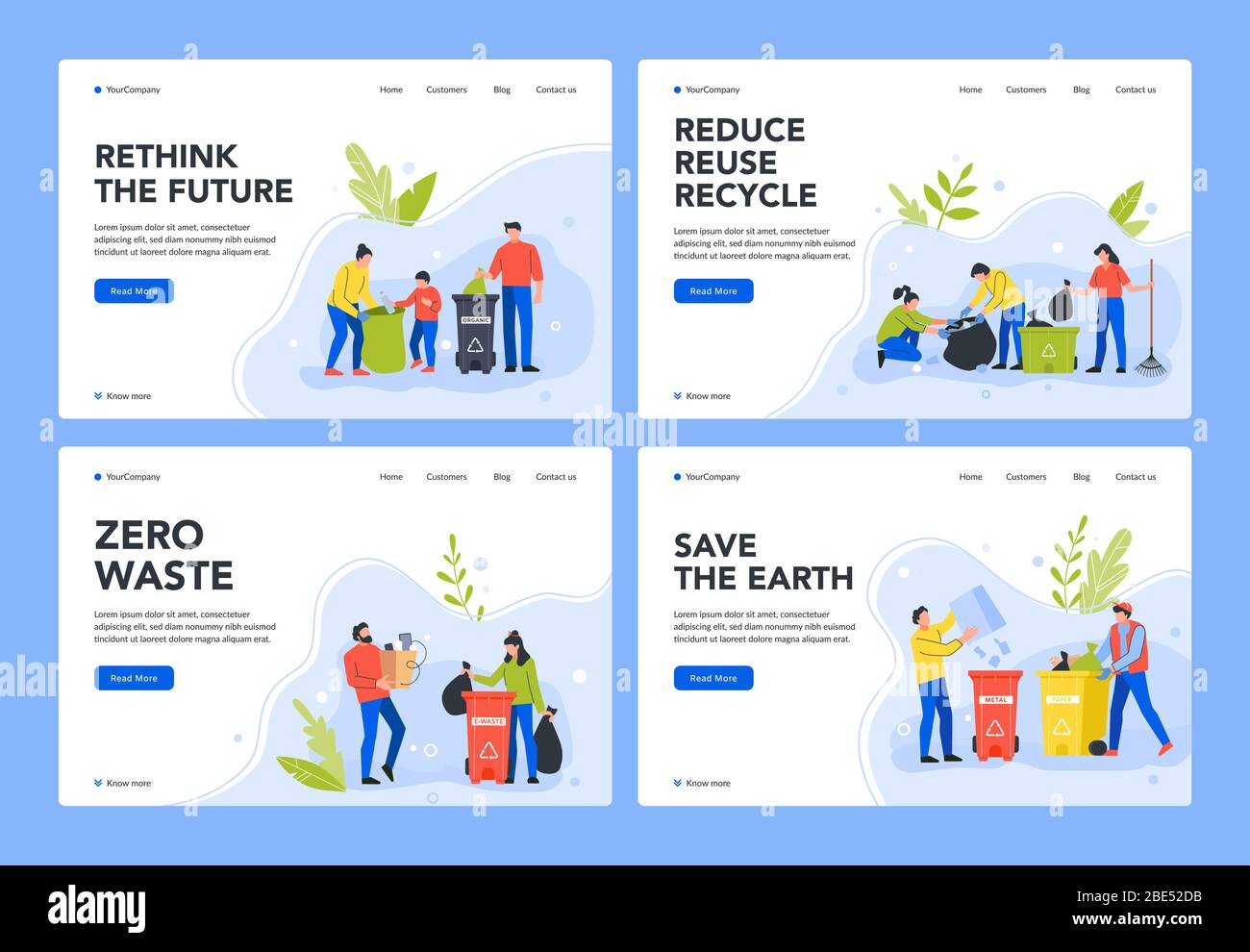 Waste separation and recycle. Environment care, people sort garbage in ...