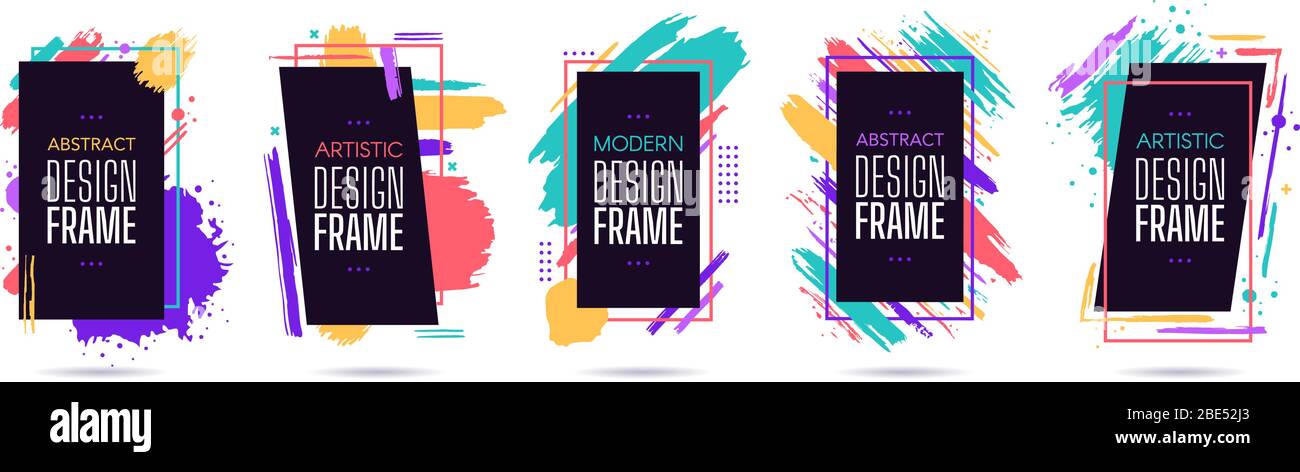 Paint splash design frame. Graphic painted, modern art, dynamic frames ...