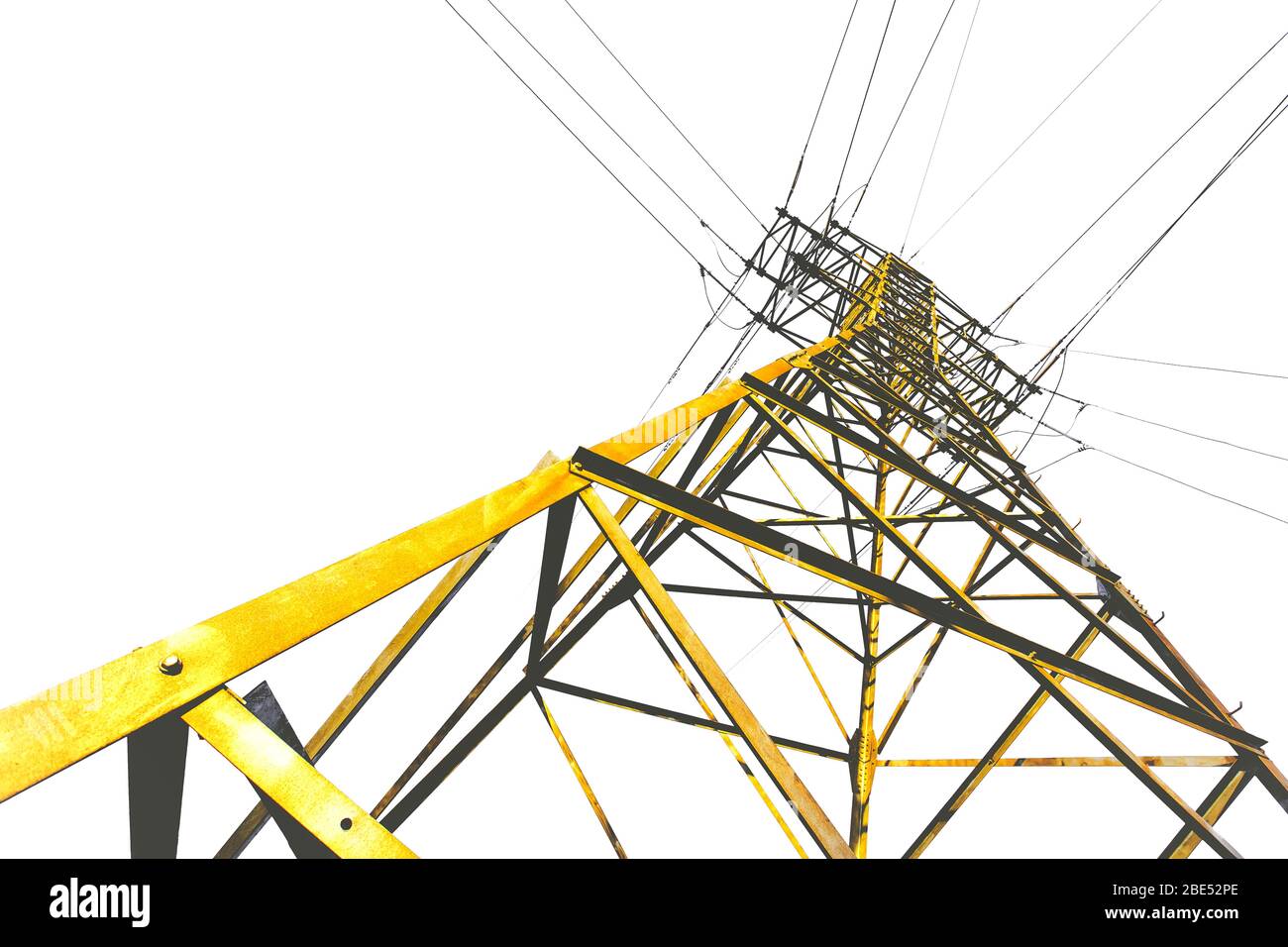 High voltage pole isolated on white background Stock Photo - Alamy