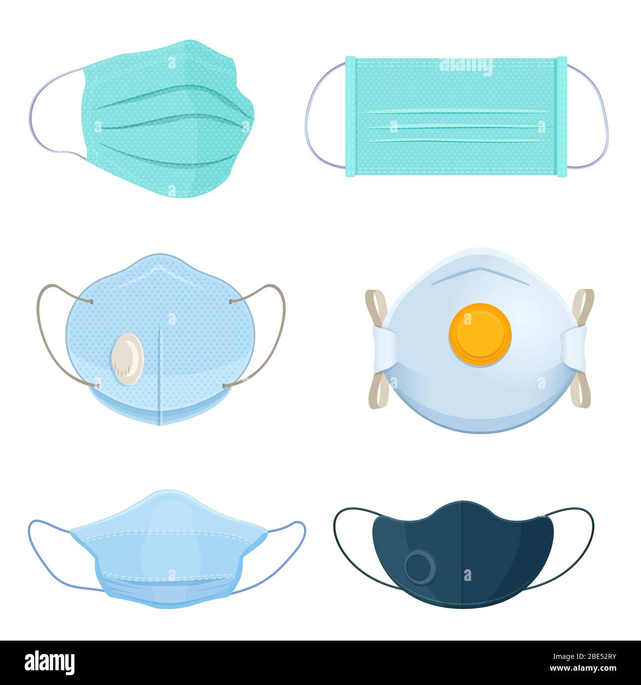 Set of surgical protective masks and respirators Stock Vector Image ...