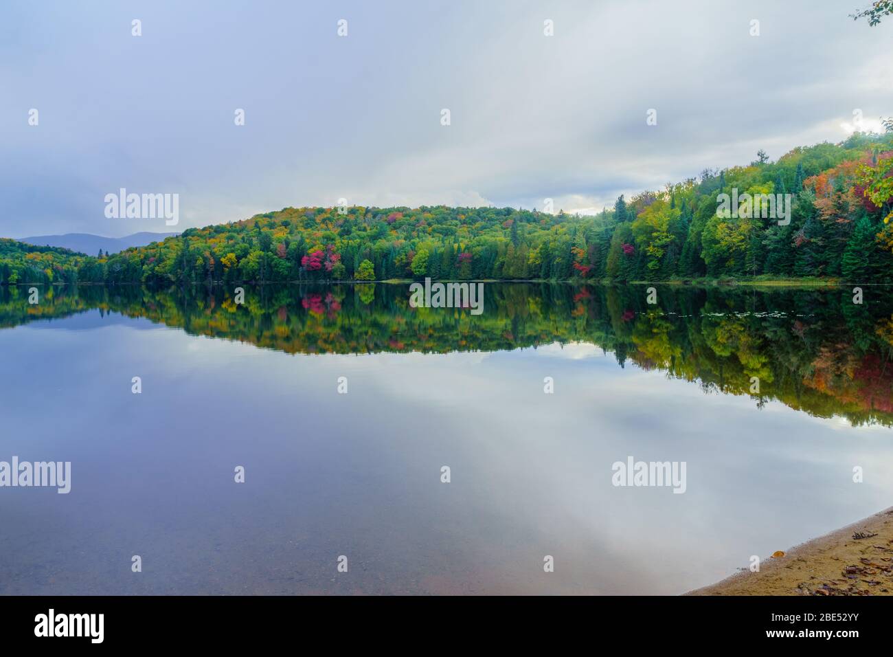 View of the Petit Lac Monroe, in Mont Tremblant National Park, Quebec ...