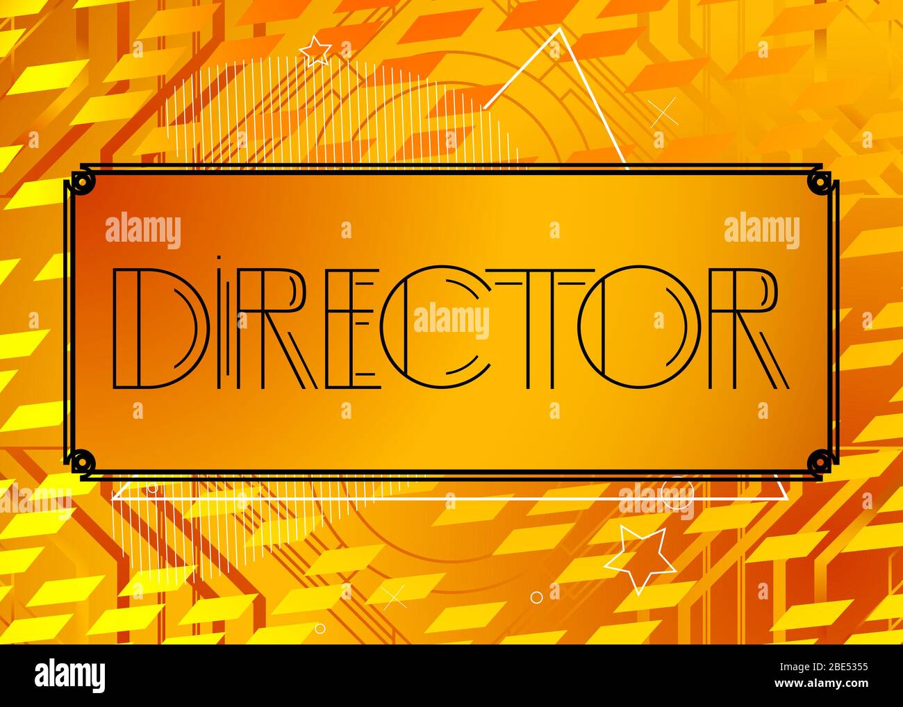 Art Deco Director text. Decorative greeting card, sign with vintage ...