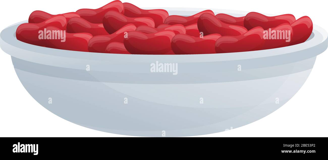 Bowl red beans icon. Cartoon of bowl red beans vector icon for web ...