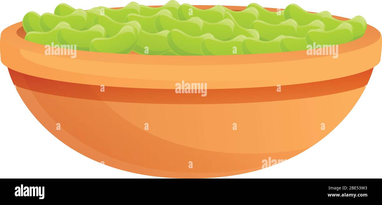Bowl of green beans icon. Cartoon of bowl of green beans vector icon ...