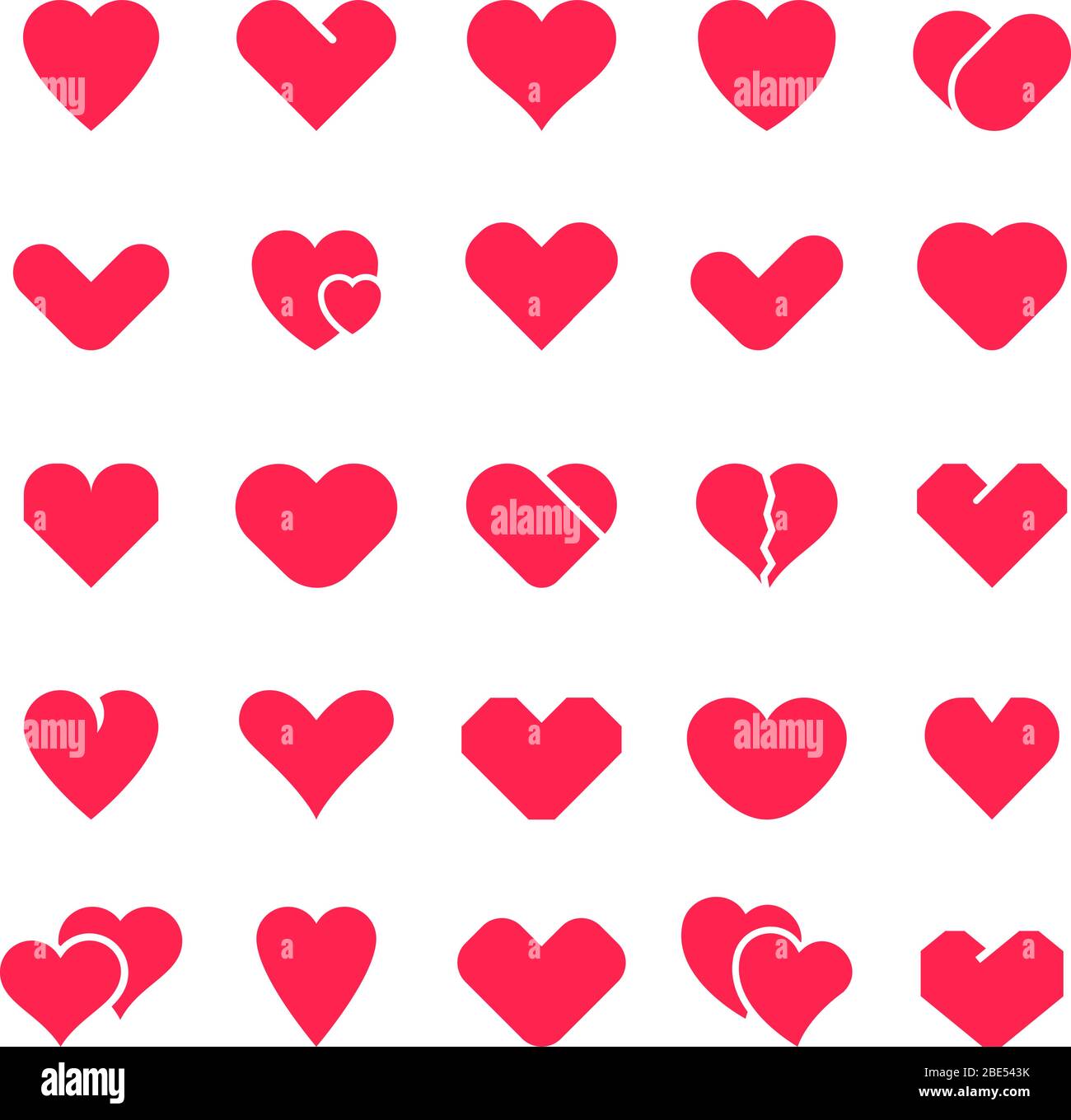 Heart shapes collection. Love symbol, red loving hearts for valentines ...
