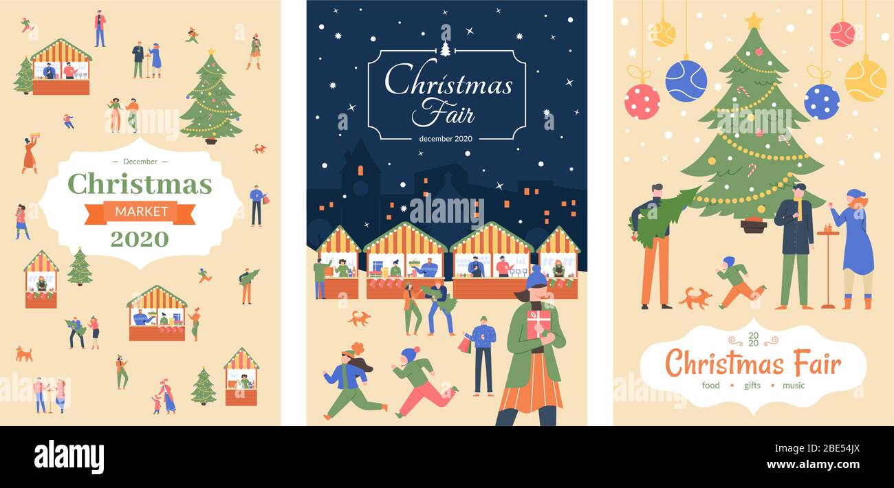 Holiday market flyer. Christmas fair posters, december market holiday ...