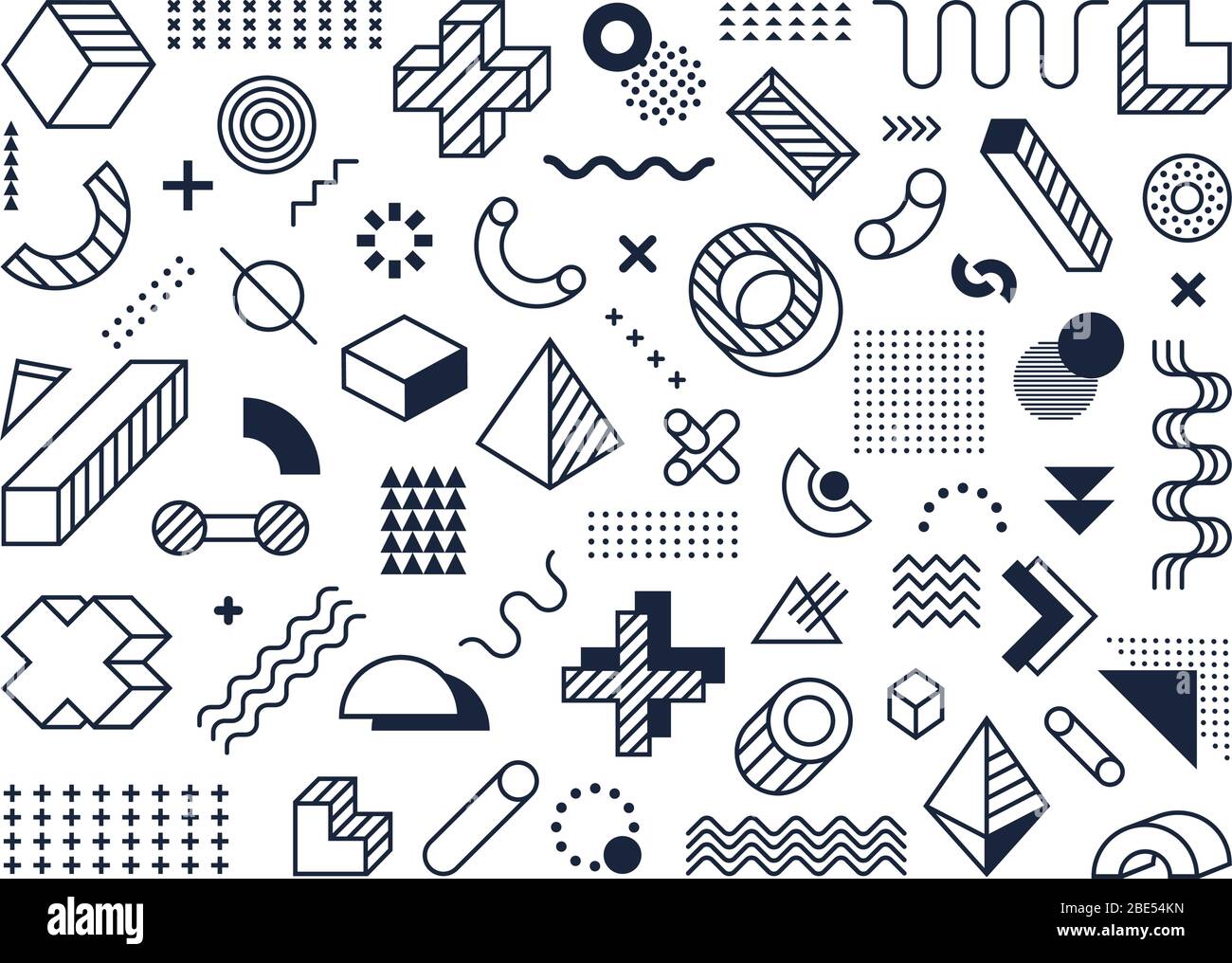 Graphical memphis element. Retro geometric design elements, 80s memphis style funky modern print ...