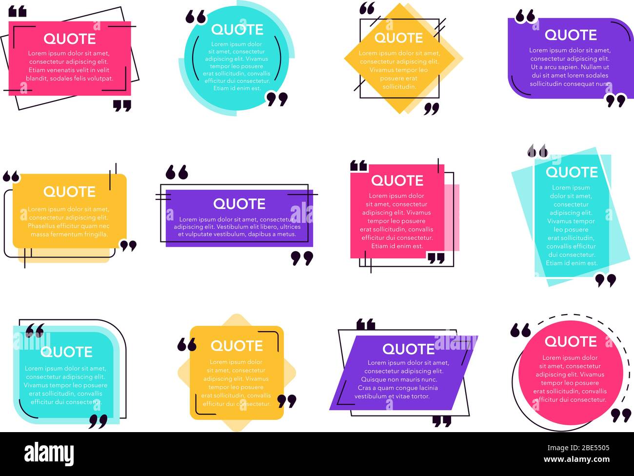 Quote text box. Cited box frame label, social network quotes dialogue ...