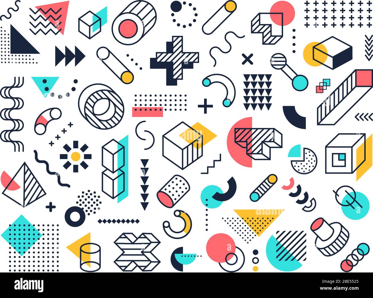 Abstract geometric shapes. Circle and triangle, graphic 90s funky ...