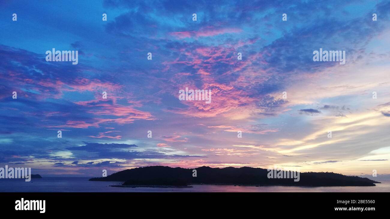 Sunset over the South China Sea. The picture was taken in Kota Kinabalu ...