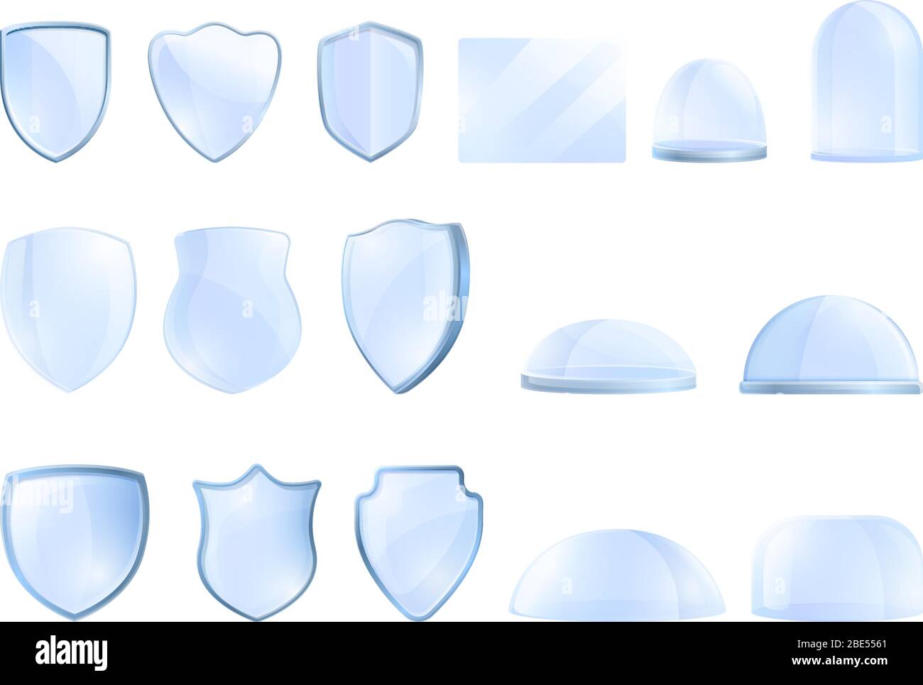 Protective glass icons set. Cartoon set of protective glass vector ...