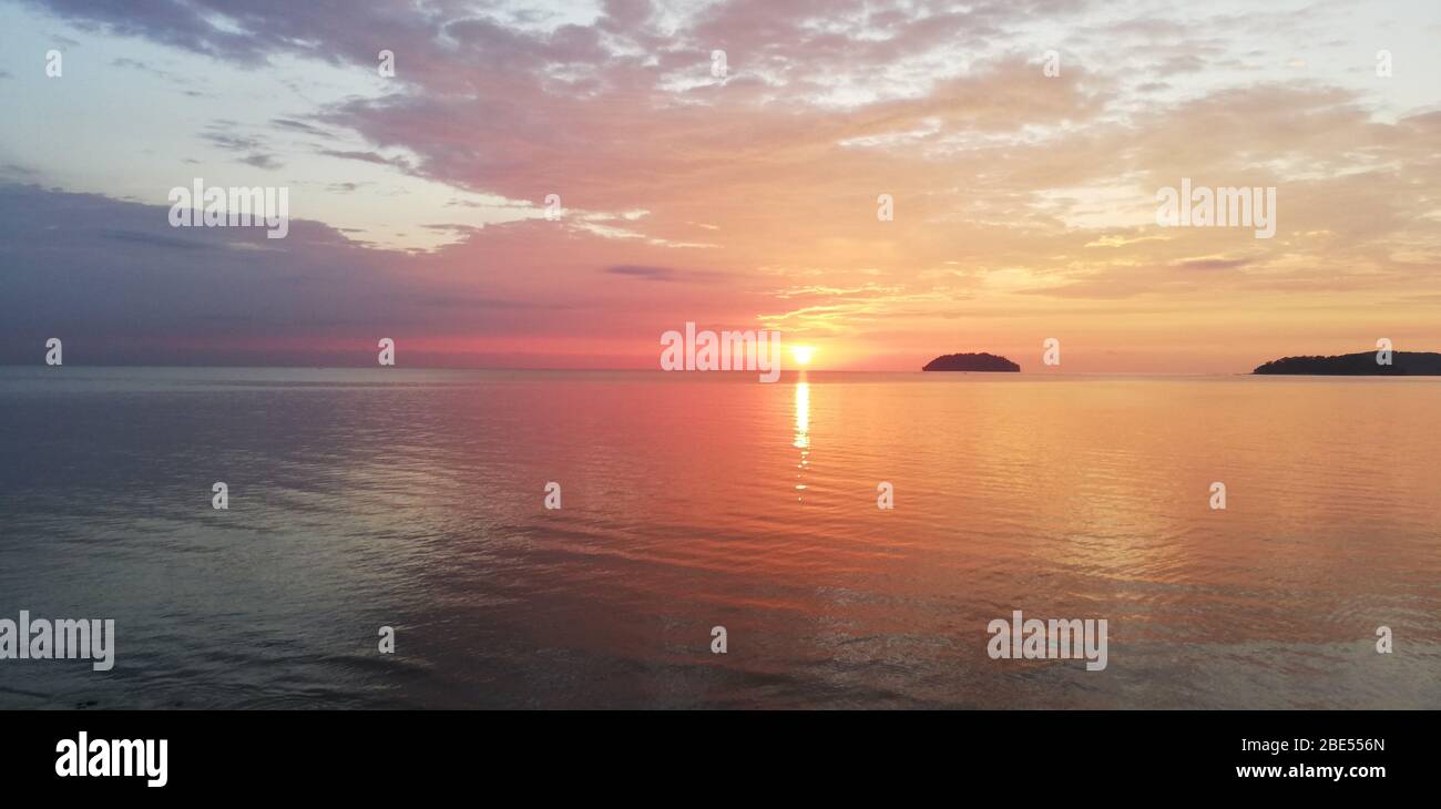 Sunset over the South China Sea. The picture was taken in Kota Kinabalu ...